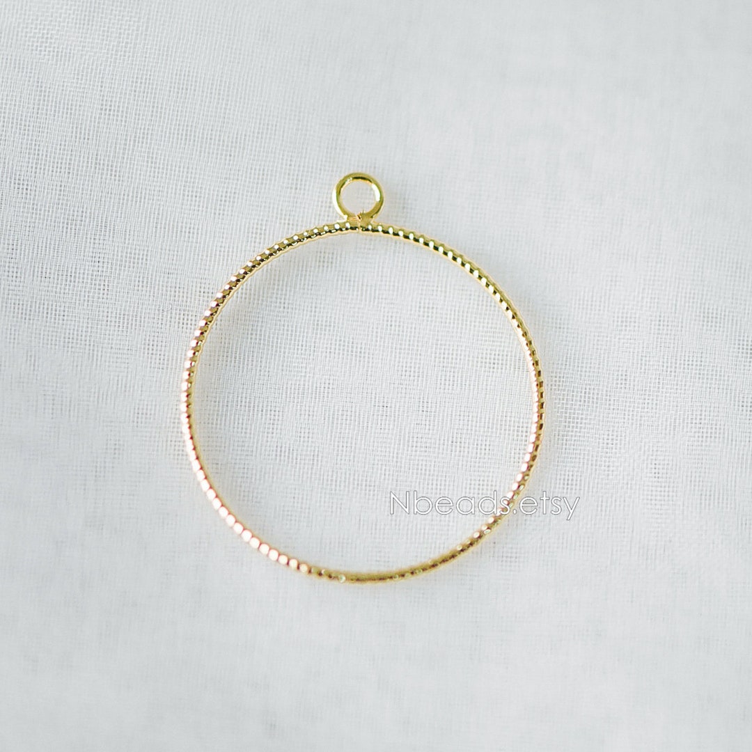 10pcs Gold Round Circle Pendants 20/22/25mm, Gold Plated Brass Ring ...