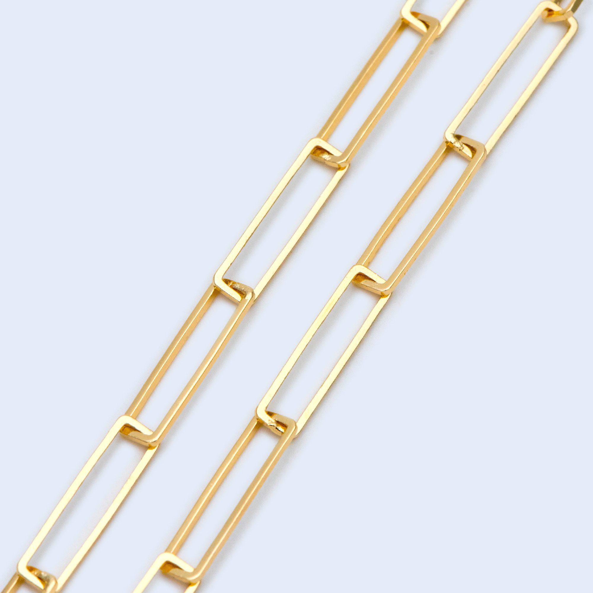 Gold plated Brass Chain Rectangle Link Chain for Necklace | Etsy