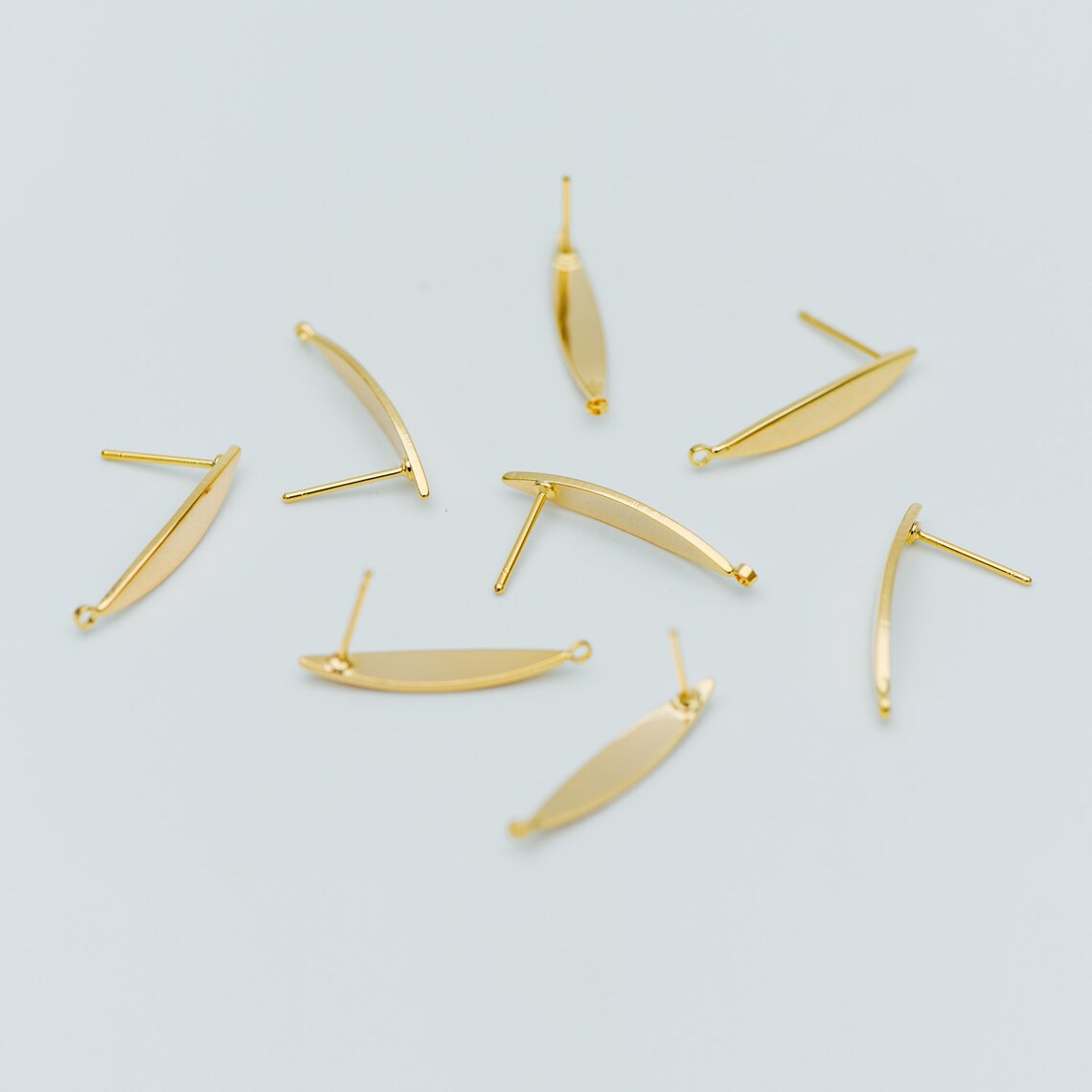 10pcs Gold Bar Ear Posts 24x4mm 18K Gold plated Leaf Ear | Etsy