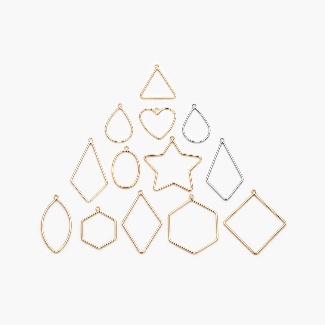 10pcs Gold/ Silver Tone Geometric Charms, 18K Gold/ Rhodium Plated ...
