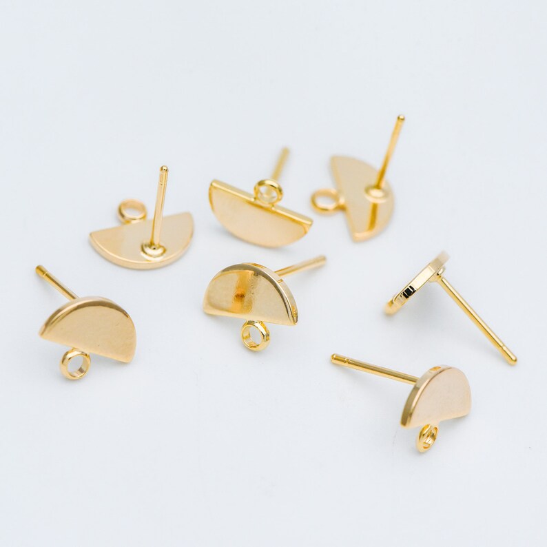 10pcs Gold Semi-circle Ear Posts 10x8mm Gold Plated Brass | Etsy