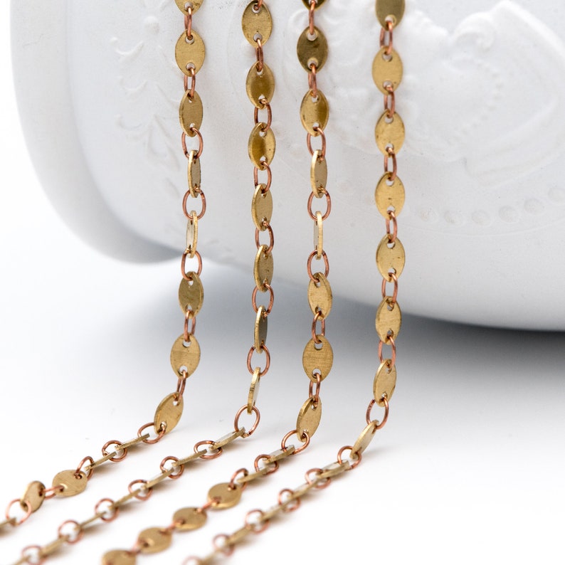 Raw Brass Oval Disc Chains 3x5mm, Handmade Disk Geometric Chain ...