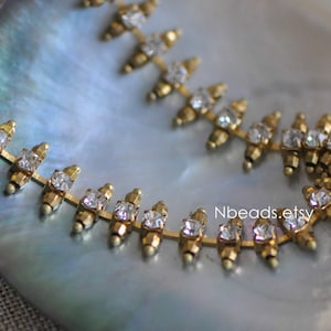 Brass Rhinestone Bead Chain 11mm, Unplated Brass Designer Crystal Chain ...