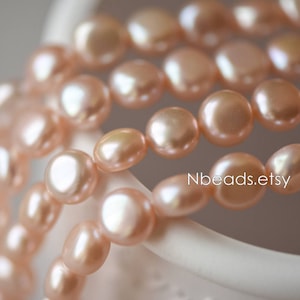 Freshwater Button Pearls 8mm, Peach Round Coin Pearl -(PL03-12)/ 15 ...
