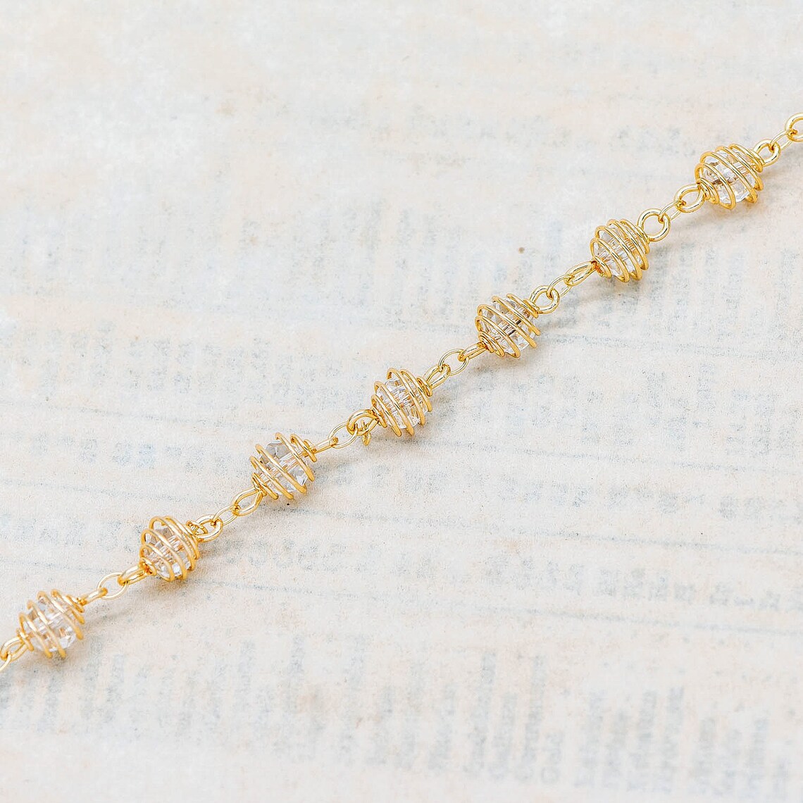 Gold Crystal Bead Chain 7.5mm Glass Rondelle Beaded Chain | Etsy