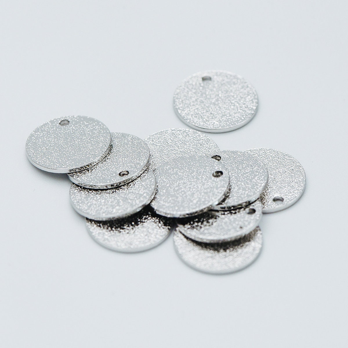 10pcs Silver Tone Round Disc Charms 8/ 12/ 15mm Rhodium - Etsy