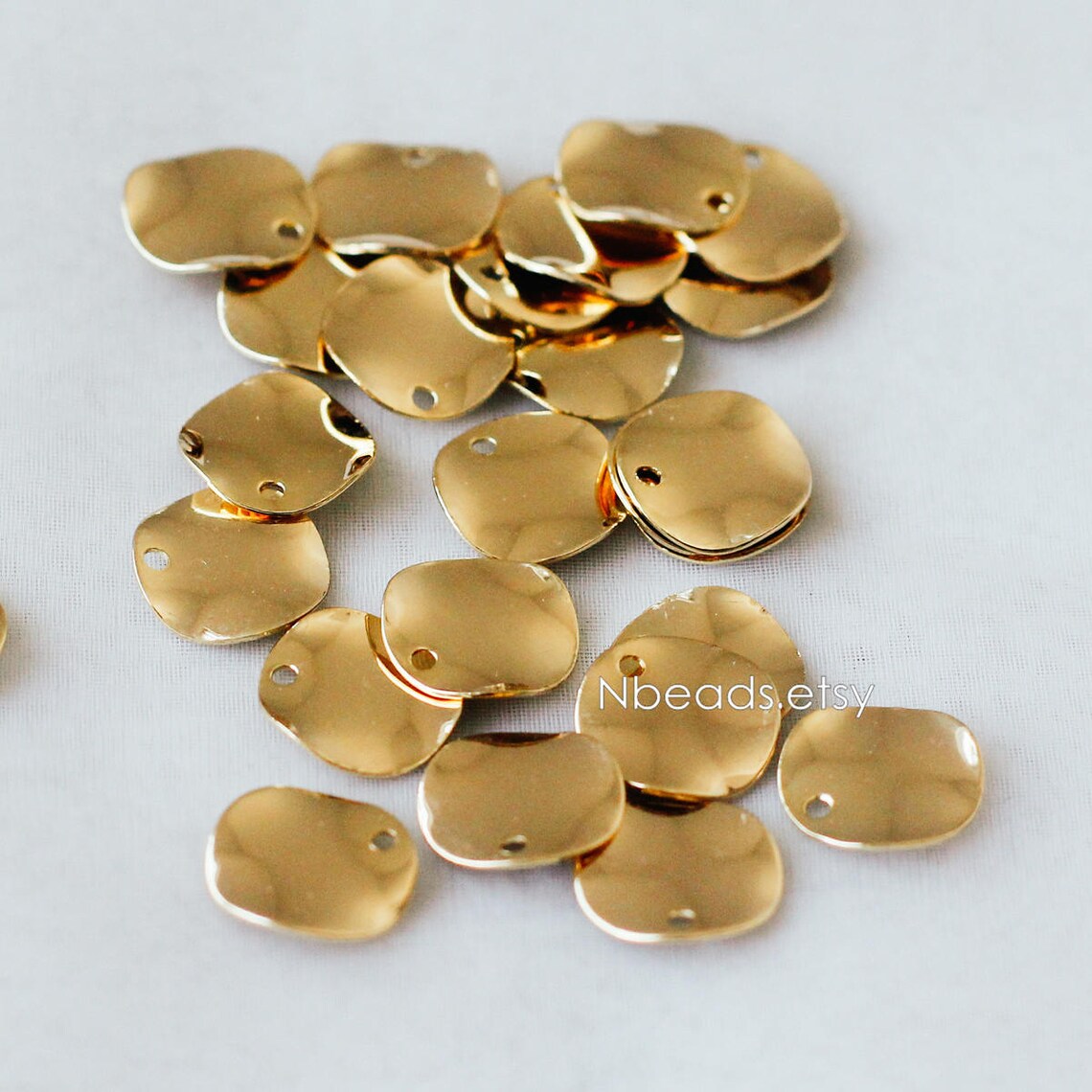 10pcs Hammered Disc Charms 12/ 15mm Polished Gold plated | Etsy