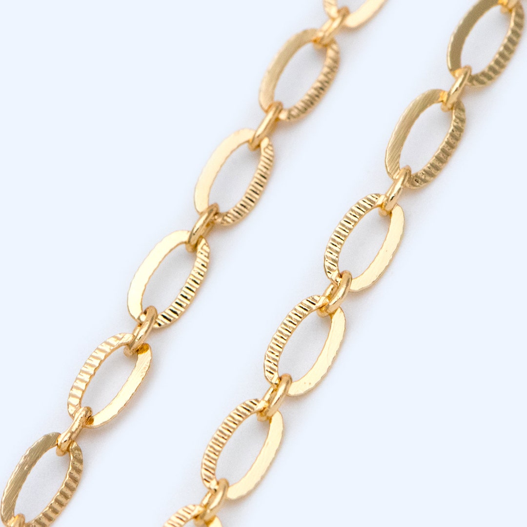 Flat Oval Cable Chains 3.7x6mm, 18K Gold Plated on Brass, Craft DIY ...