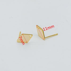 10pcs Gold Ear Posts With Loops, 18K Gold Plated Brass, Square Triangle ...
