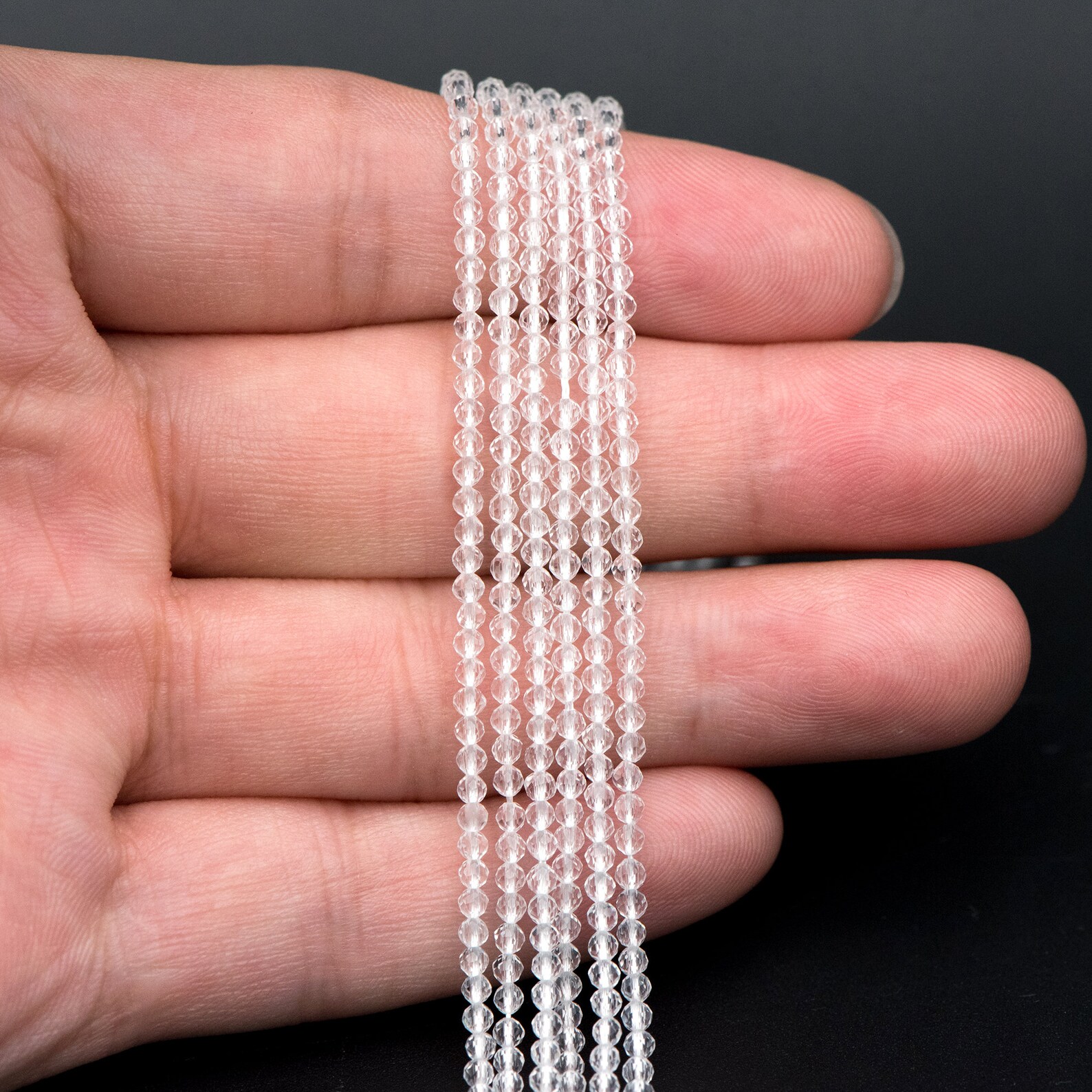 Crystal Faceted Round Beads 2mm Tiny Size Glass Spacer Beads | Etsy