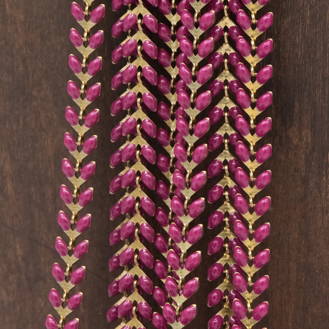Purple Enamel Brass Arrow Chain 6mm, Flat Chevron Chain, Herringbone ...