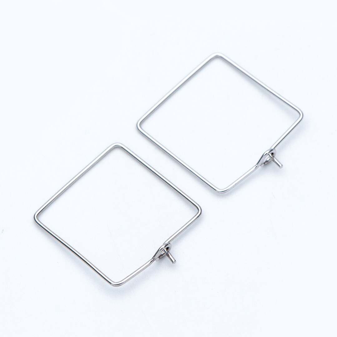 10pcs Silver Tone Square Earring Hoops 22mm, Geometric Ear Wire Charm ...