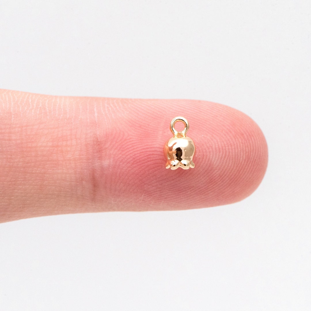 10pcs Tiny Flower Charm, Real Gold Plated Brass, Flower Bud Charms (GB ...