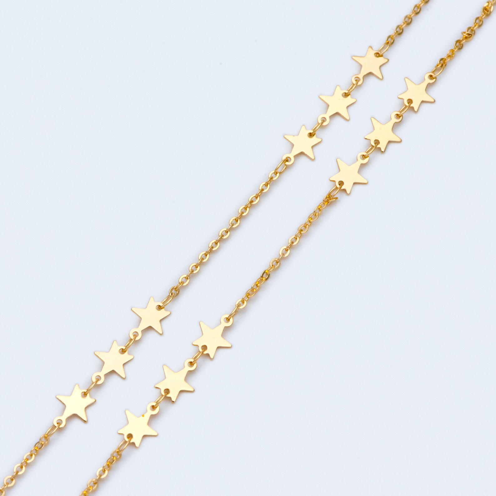 Gold Star Beaded Chain 6.6mm Gold Plated Brass Star Link | Etsy