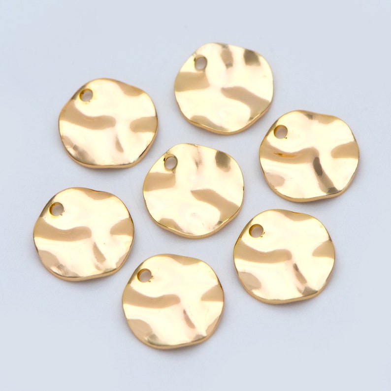 10pcs Hammered Disc Charms 12mm Polished Gold plated Brass | Etsy