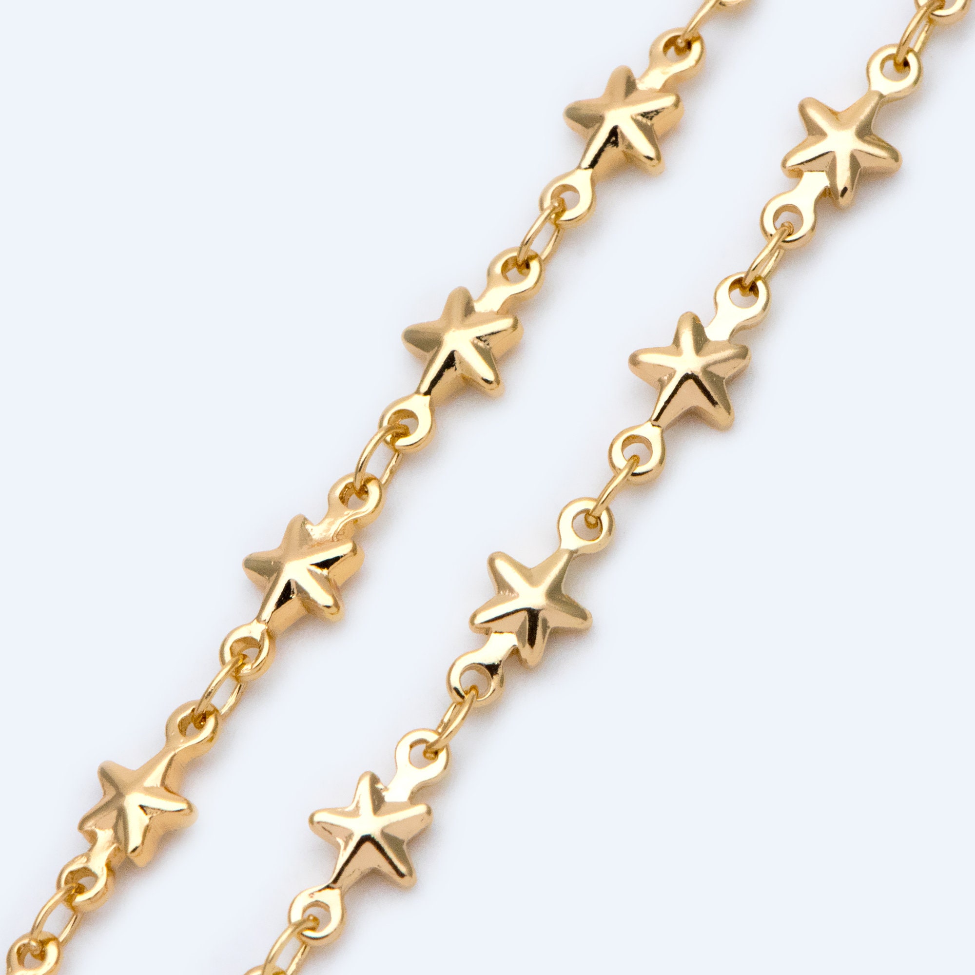 Gold Star Chain 18K Real Gold Plated Brass Chain Quality - Etsy