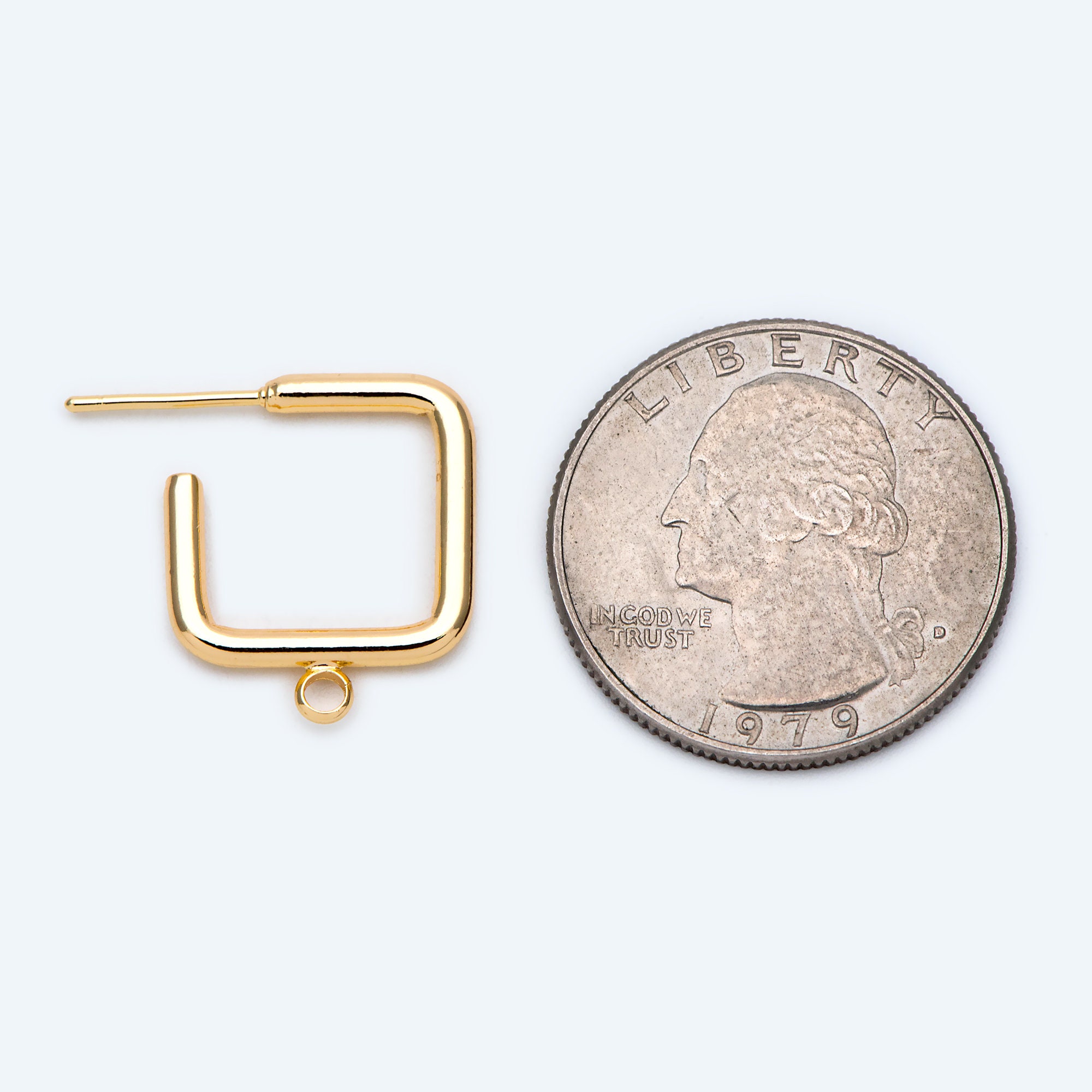 10pcs Gold Square Ear Posts 19x21mm 18K Real Gold Plated | Etsy