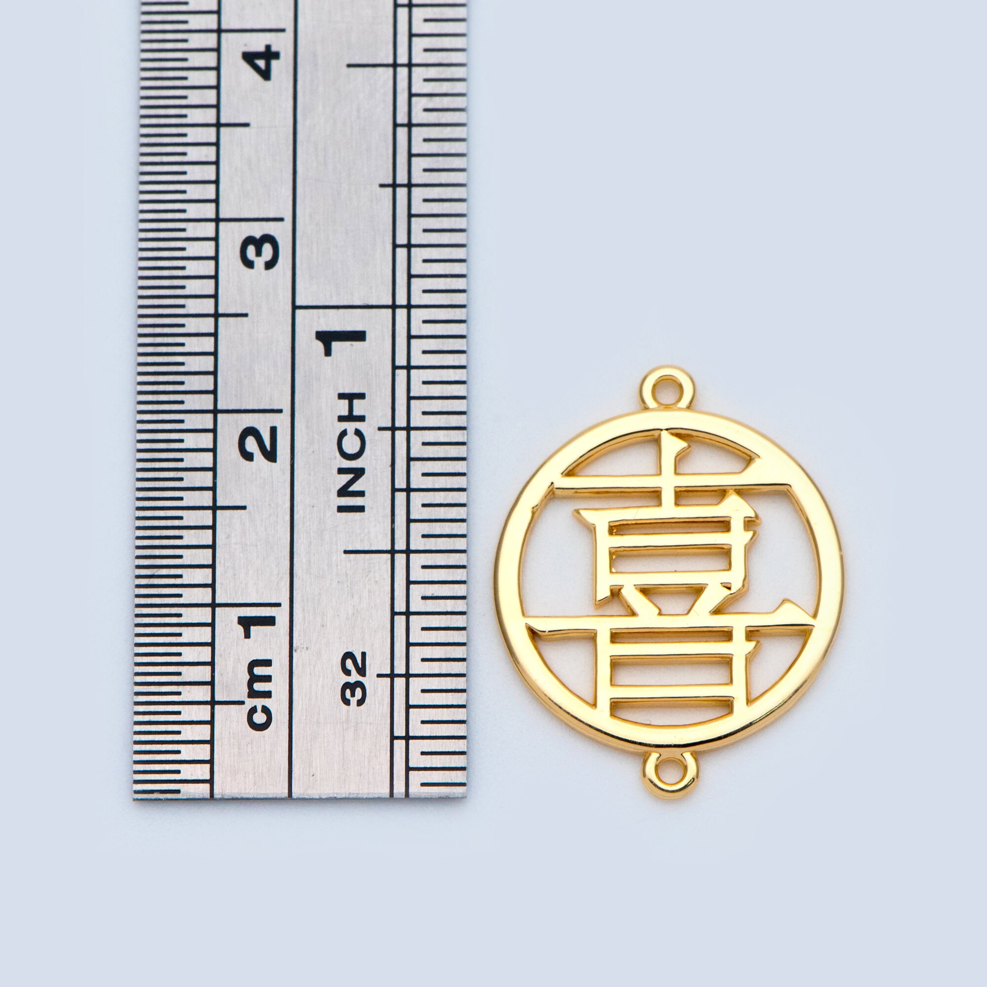 10pcs Chinese Characters "happiness" Charms 22x18mm, Gold Plated Brass ...