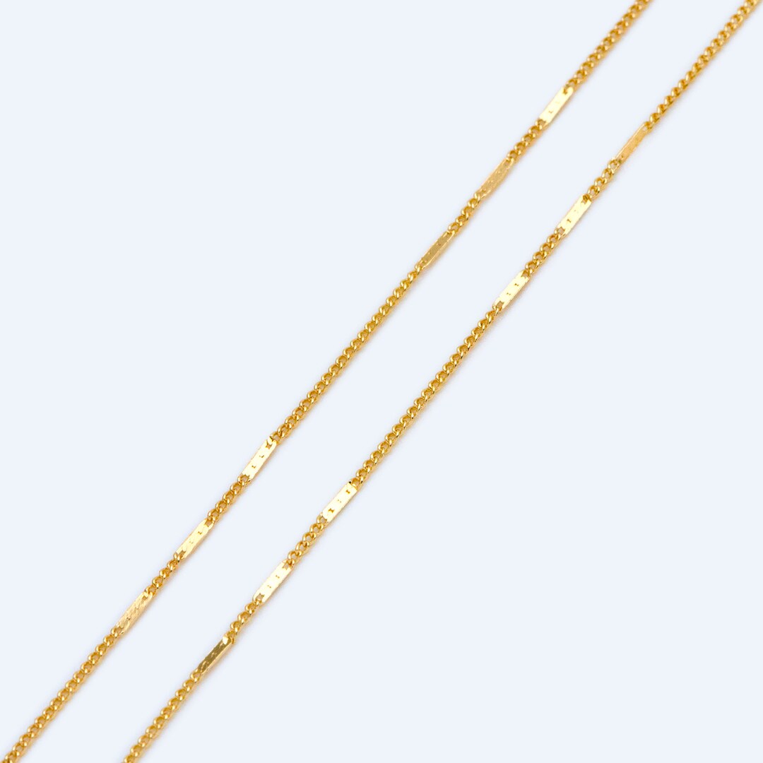 Gold Flat Circle Chains 1mm, Tiny Curb Chains, 18K Gold Plated Brass ...