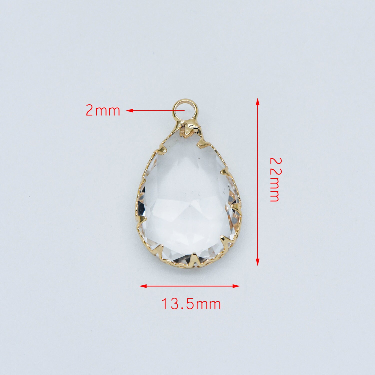 4pcs Gold Framed Clear Dangle Charms, Gold Plated Brass Crystal Glass ...