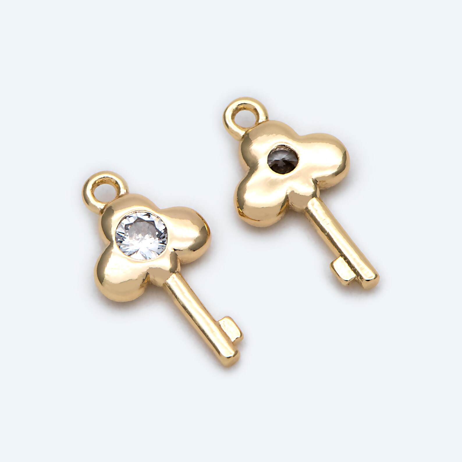 10pcs Gold Plated Brass Key Charm CZ Paved Key Pendant - Etsy