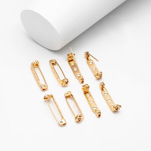 10pcs Gold Brooch Pin Blanks, Flat Pad Cabochon Blanks 27mm, Gold ...