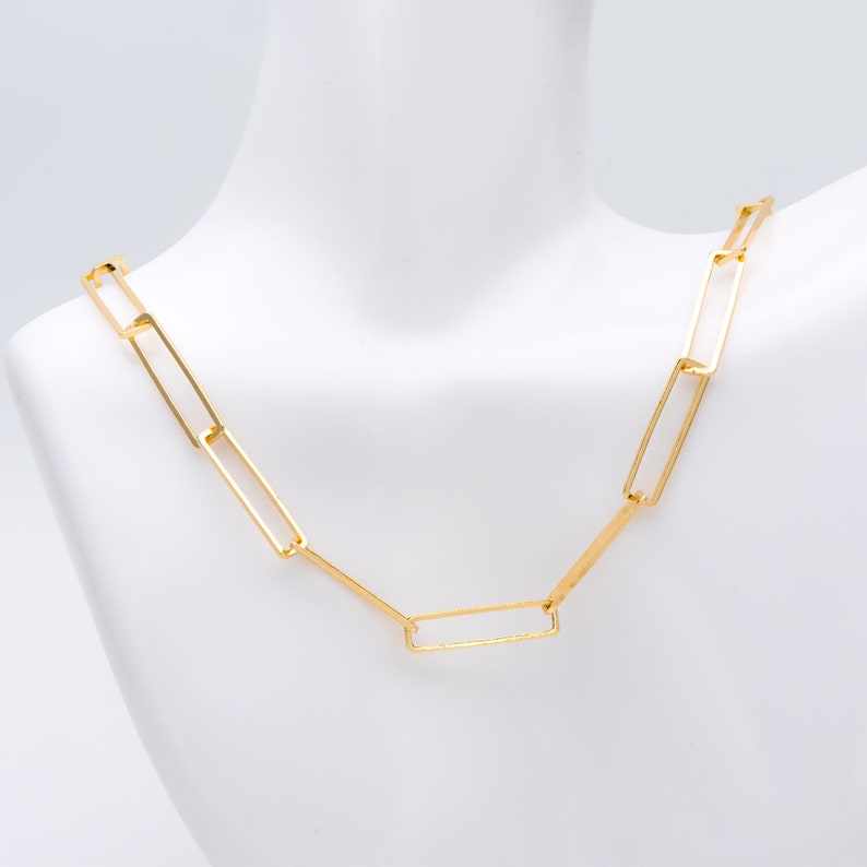 Gold Plated Brass Chain Rectangle Link Chain for Necklace - Etsy