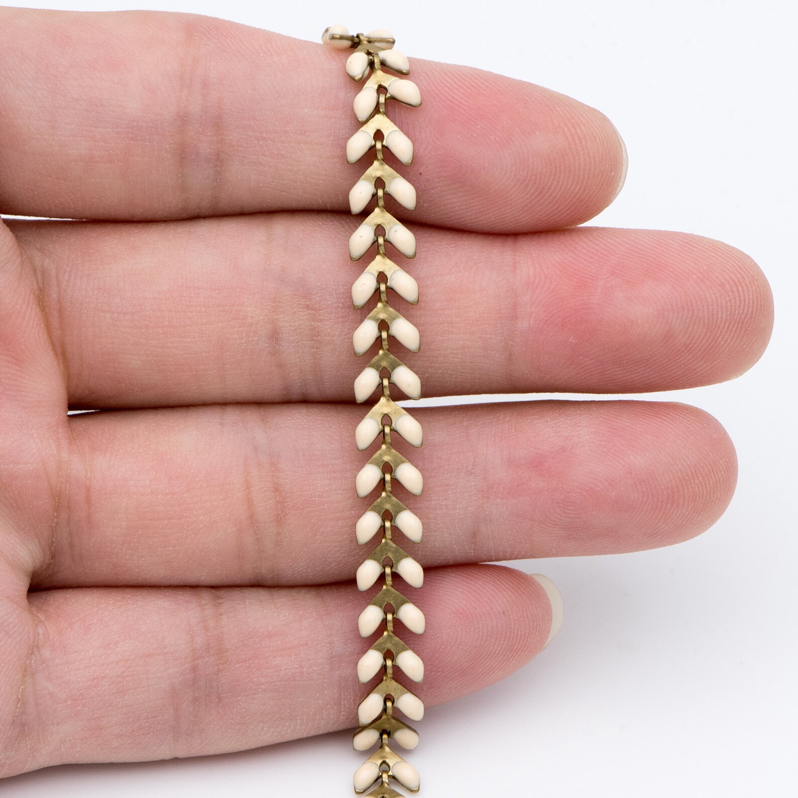 Cream Enamel Brass Arrow Chain 6mm Flat Chevron Chain - Etsy