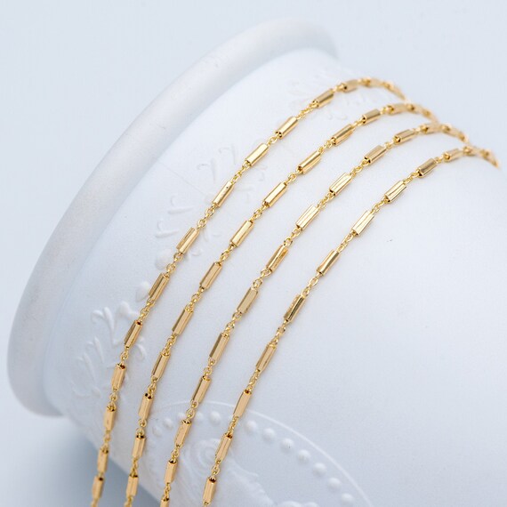 Gold Plated Brass Tube Chains 2mm DIY Bar Chain Wholesale - Etsy