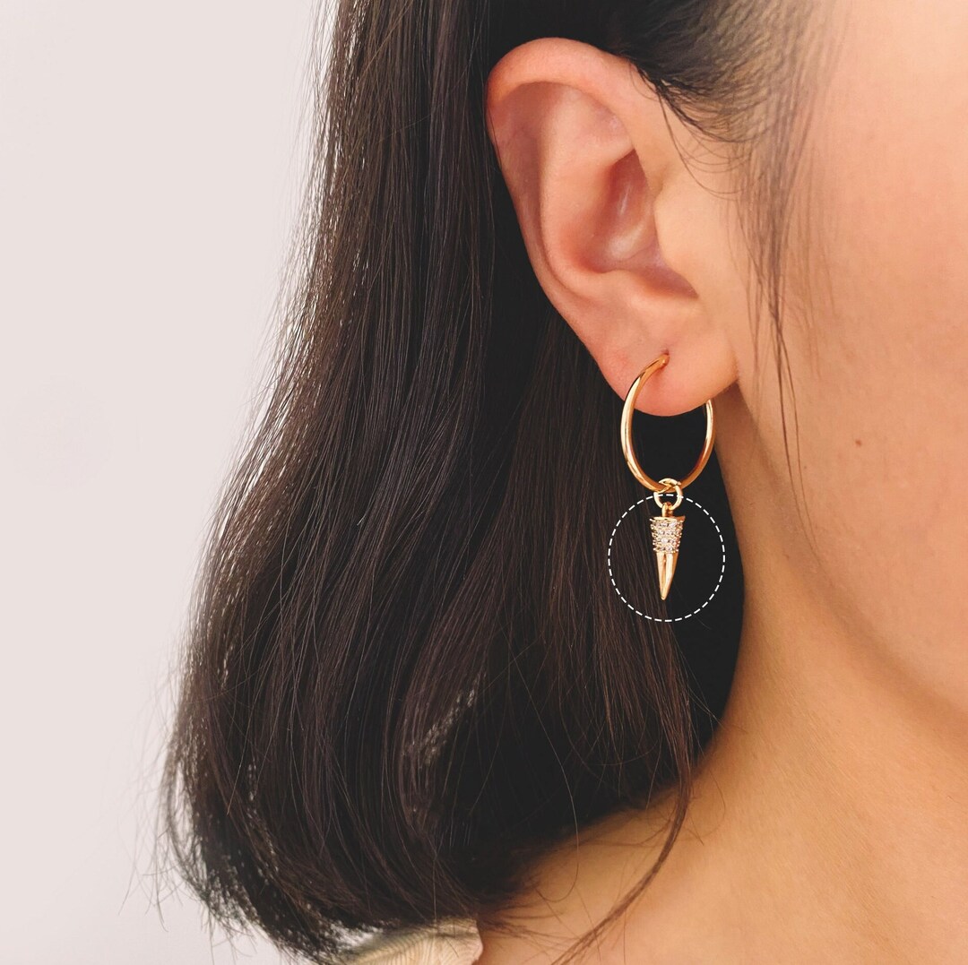 4pcs CZ Micro Pave Spike Charm Stud Charm, Pave Cone Charm, Jewelry ...