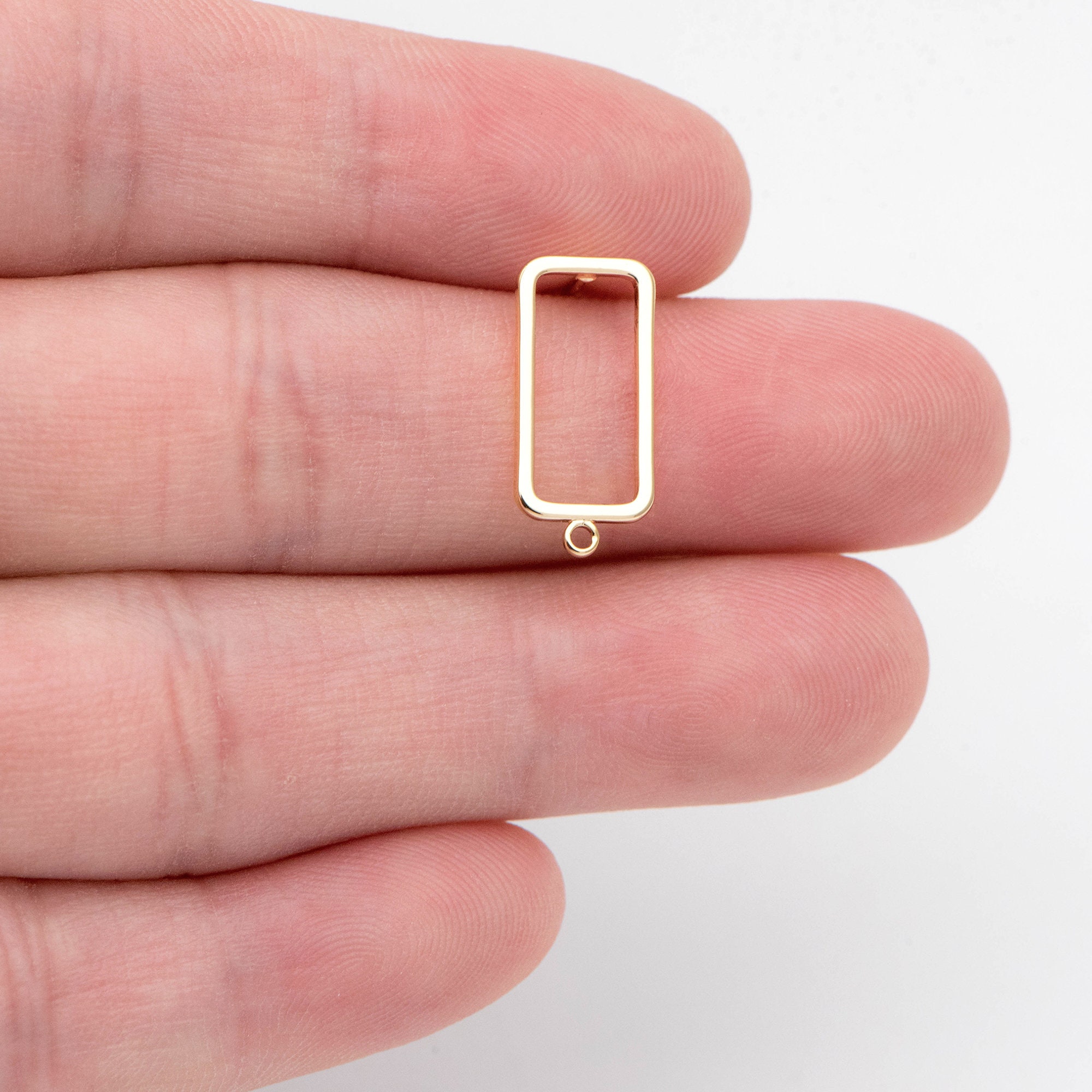 10pcs Rectangle Ear Posts With Loop 18K Gold Plated Brass - Etsy
