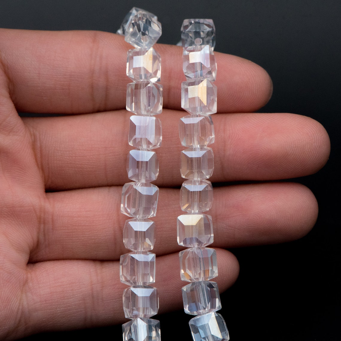 Crystal Glass Faceted Cube Beads 8mm Transparent Clear AB - Etsy