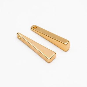 10pcs Gold Long Triangle Bar Charms 22mm, Gold Plated Brass Stick ...