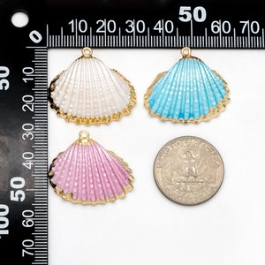 10pcs Natural Shell Charms, Gold Plated Shell Pendants, White/ Aqua ...