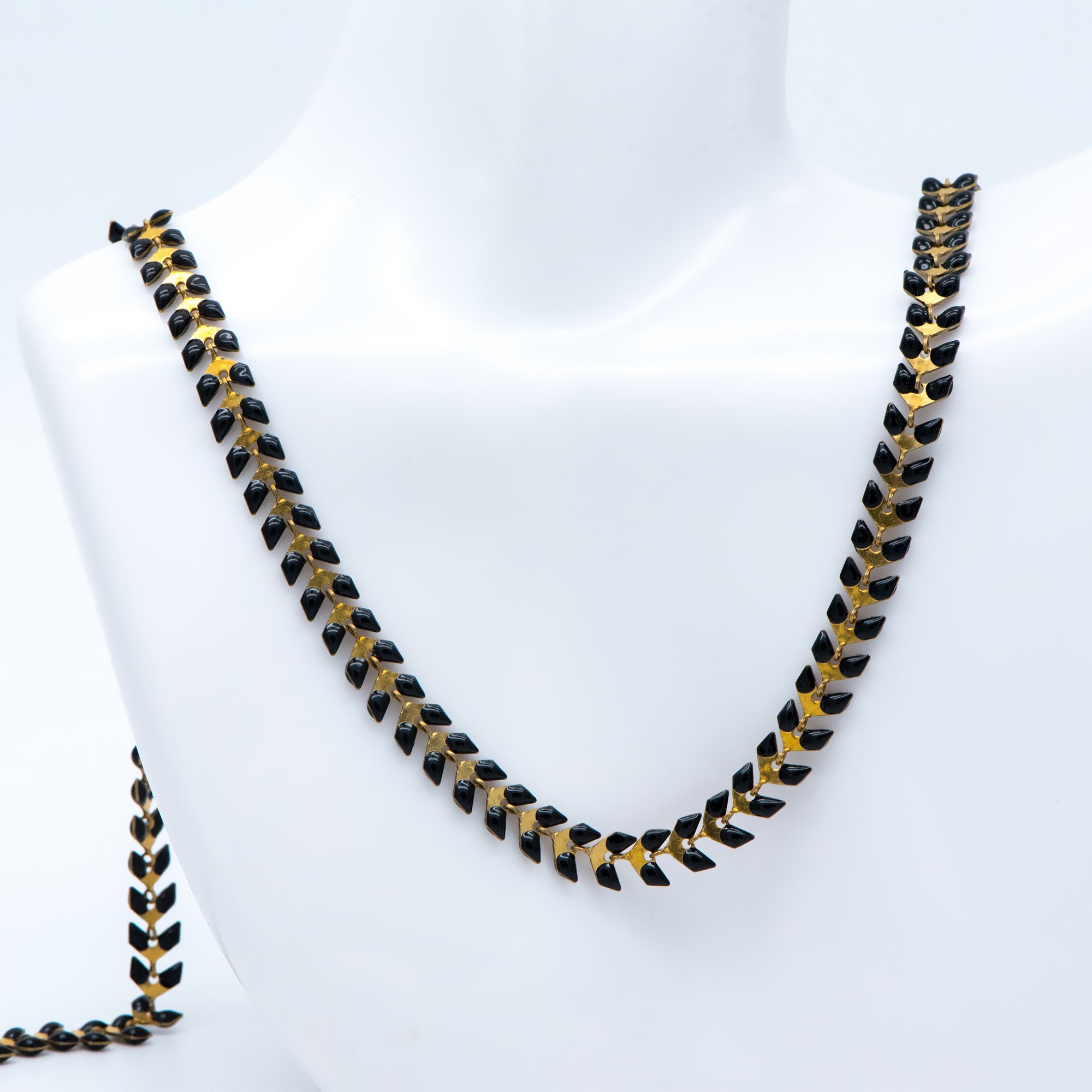 Black Enamel Brass Arrow Chain 6mm Flat Chevron Chain | Etsy