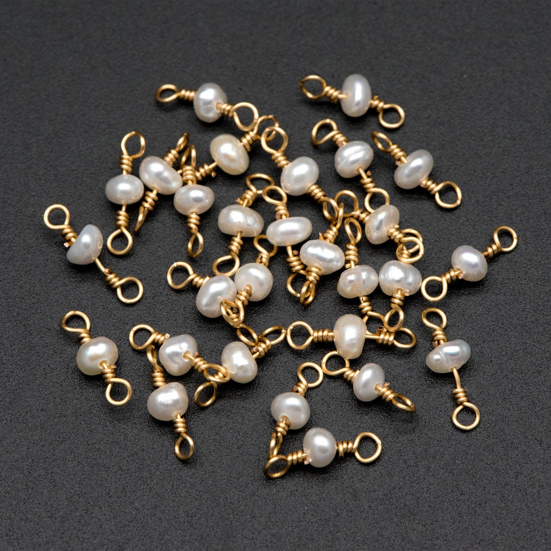 20pcs Natural Freshwater Pearl Connectors Genuine Button - Etsy