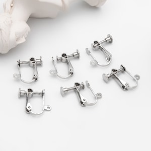 10pcs Gold/ Silver Clip-on Ear Wire, Adjustable With Hinged Screwback ...