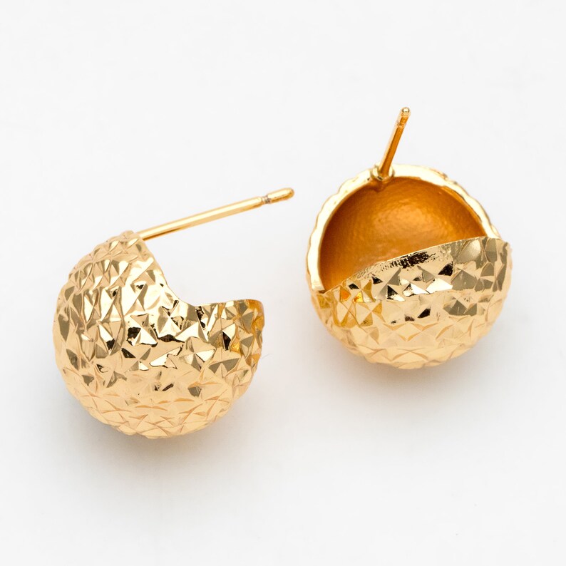 4pcs Gold Ball Ear Posts 14mm Real Gold Plated Brass Round - Etsy