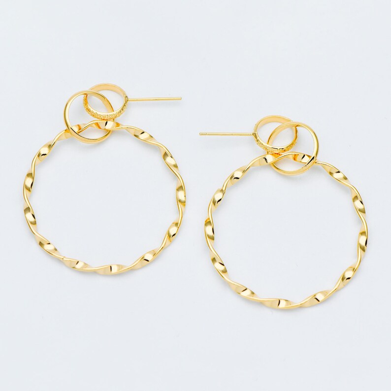 10pcs Gold Circle Ear Posts 36mm 18K Gold Plated Brass | Etsy