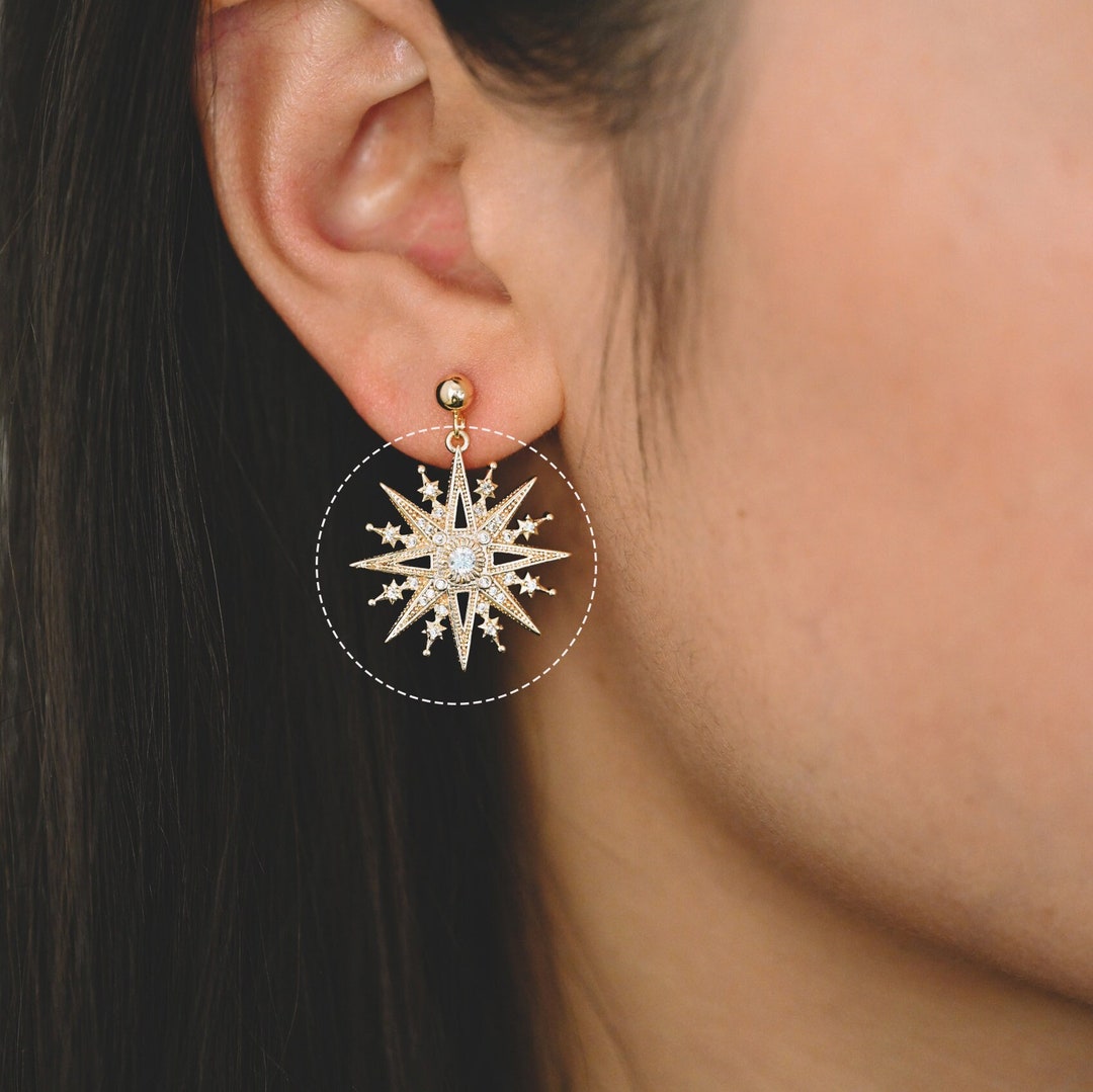 4 colgantes de estrella polar de latón chapado en oro de 25 x 23 mm ...