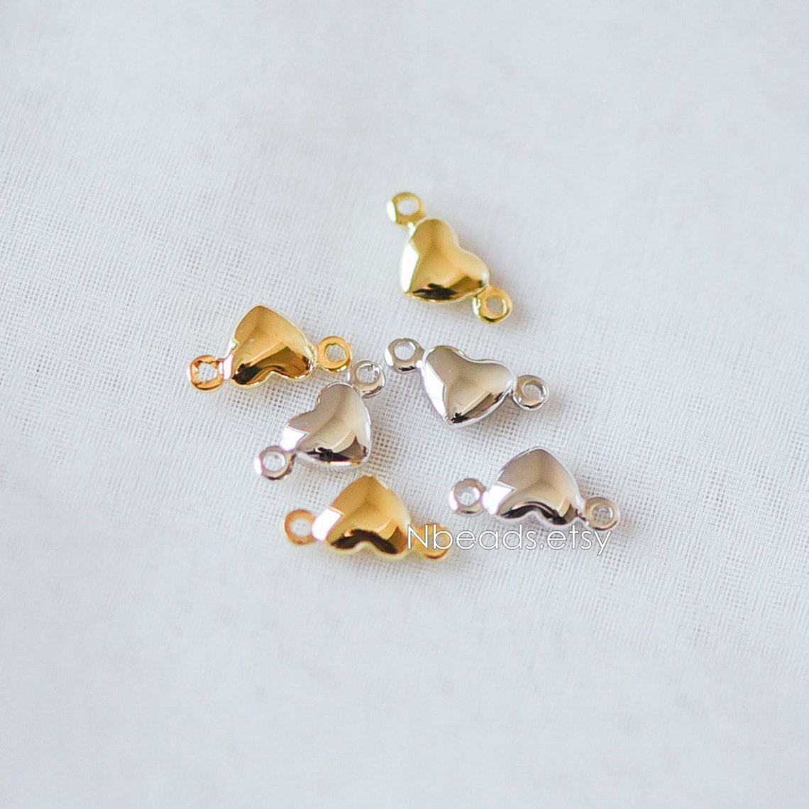 20pcs Gold /silver Heart Connectors 10mm Real Gold/ Rhodium | Etsy