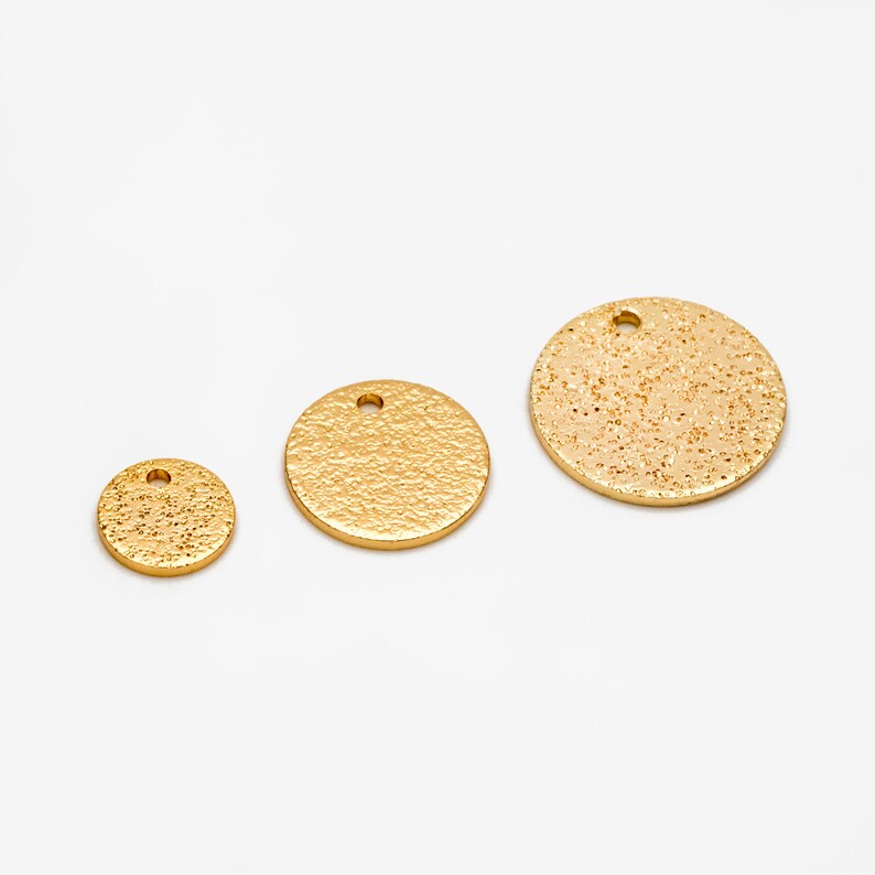 10pcs Gold/ Silver Tone Round Disc Charms 8/ 12/ 15mm, Gold/ Rhodium ...