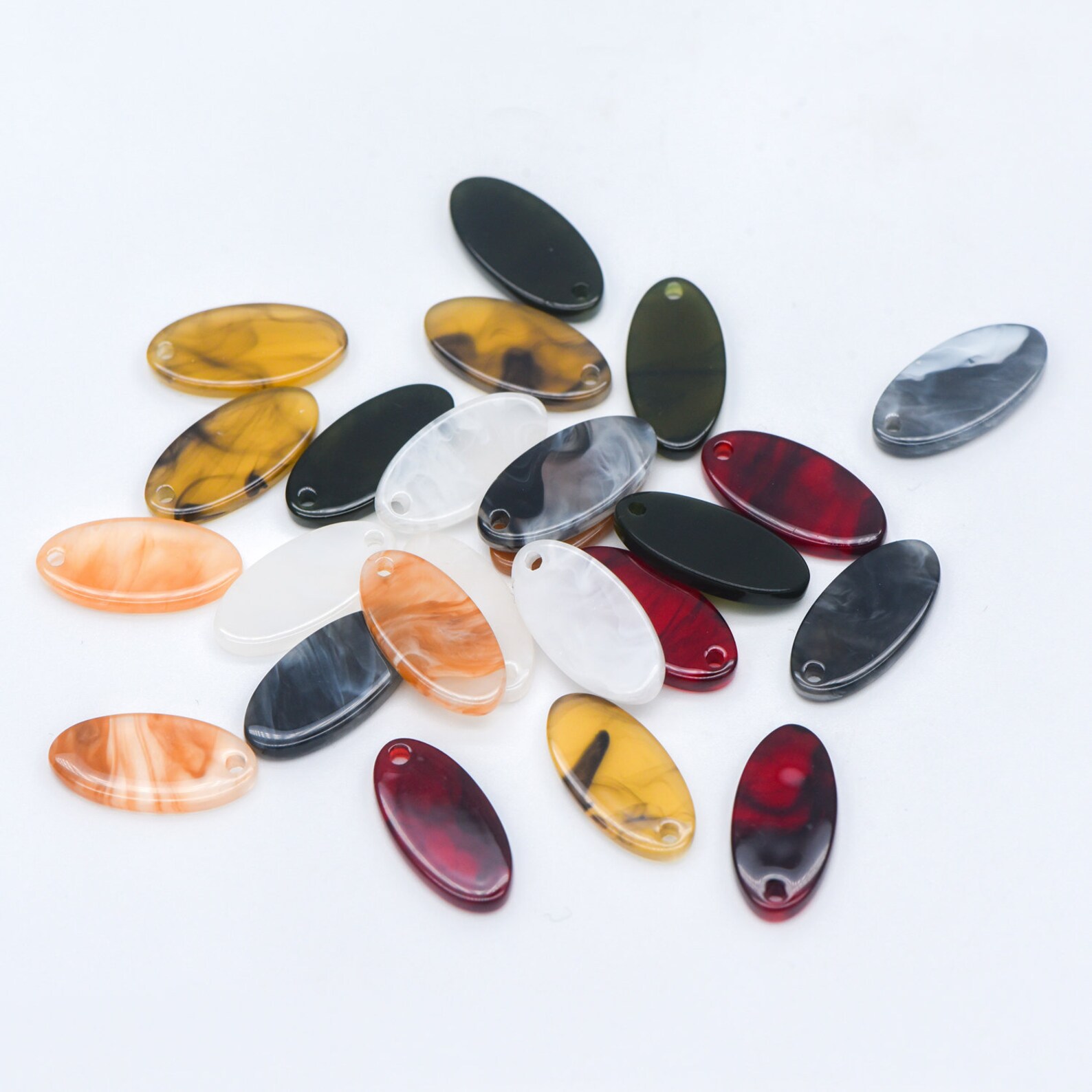 20pcs Tortoise Shell Acetate Oval Pendants 19x10mm, Acrylic Craft ...