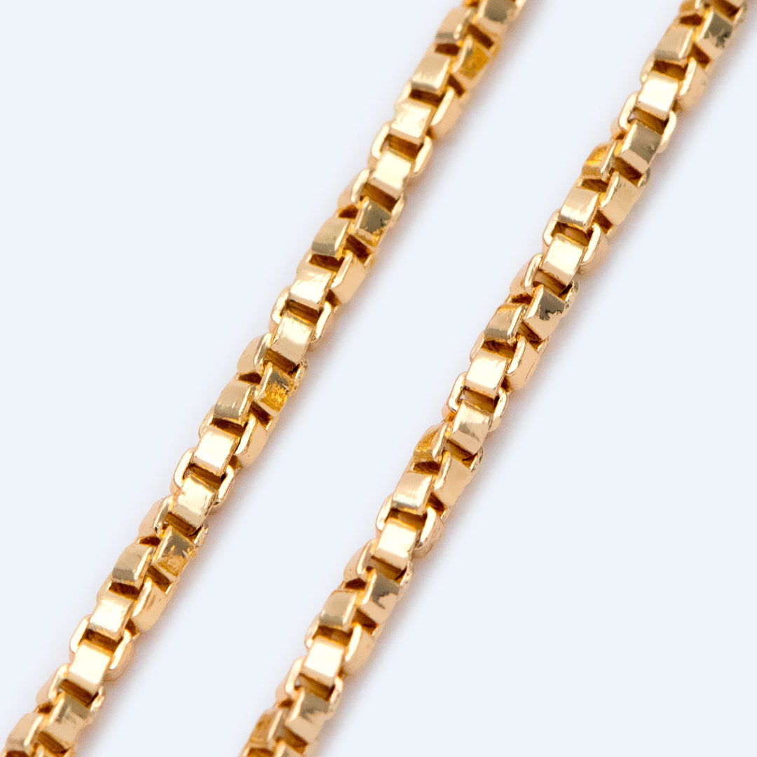 Gold/ Silver Tone Twisted Box Chains 1.8mm, Gold/ Rhodium Plated Brass ...