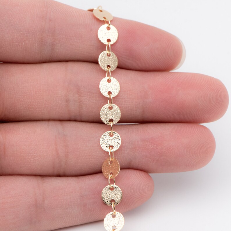 Gold Round Disc Chains 6mm Handmade Disk Geometric Chain - Etsy