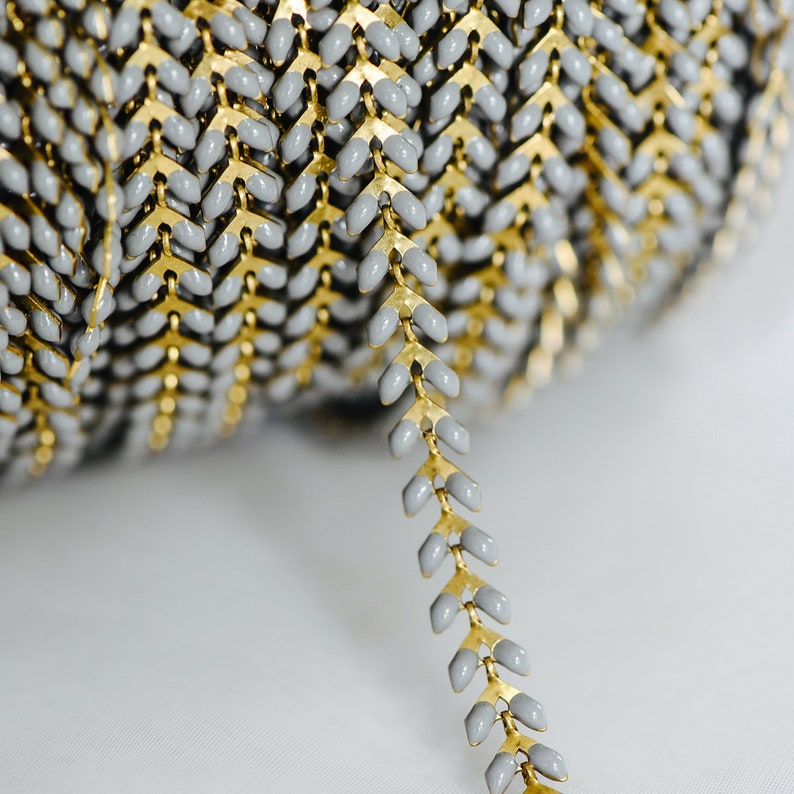 Grey Enamel Brass Arrow Chain 6mm Flat Chevron Chain - Etsy