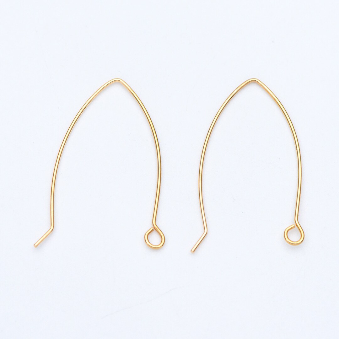 20pcs Gold Plated Brass Ear Hooks 33mm, Simple Earwires Earring ...