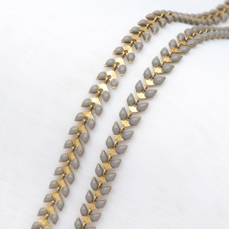 Grey Enamel Brass Arrow Chain 6mm Flat Chevron Chain | Etsy