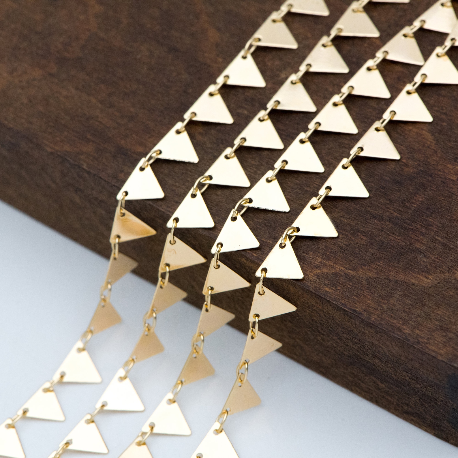 Gold Plated Brass Triangle Chains 7.5mm Handmade Cable Link - Etsy