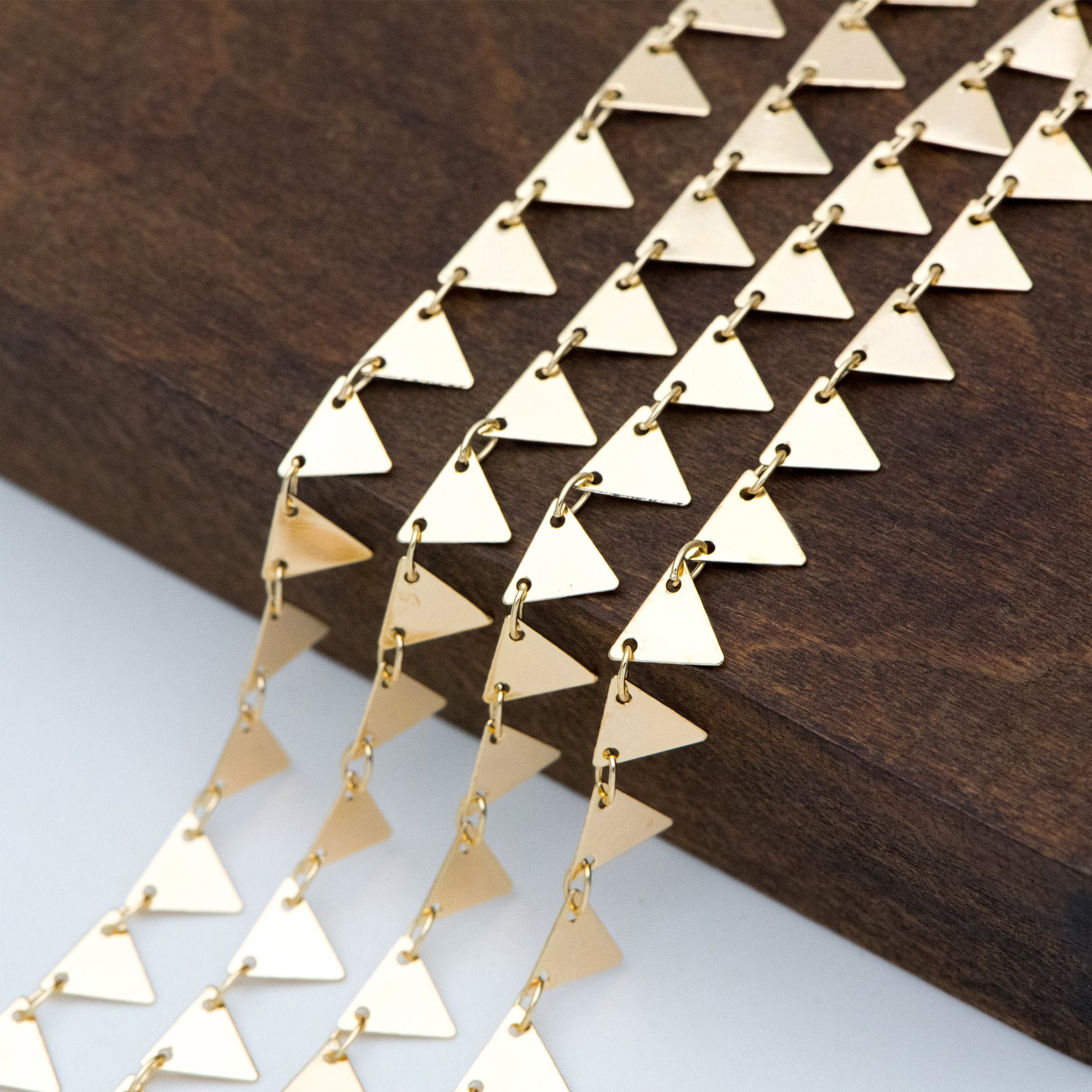 Gold plated Brass Triangle Chains 7.5mm Handmade Cable Link | Etsy